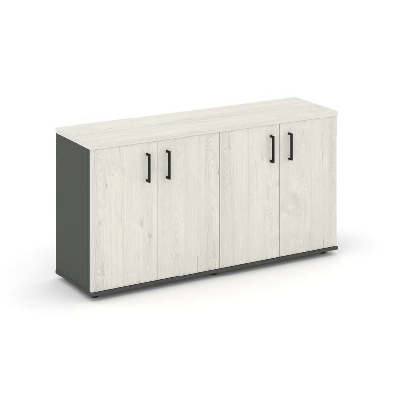 Тумба опорная / приставная с распашными дверьми Style Project Riva SN. TOP-132 Антрацит NEW/Дуб Наварра 1432*400*750