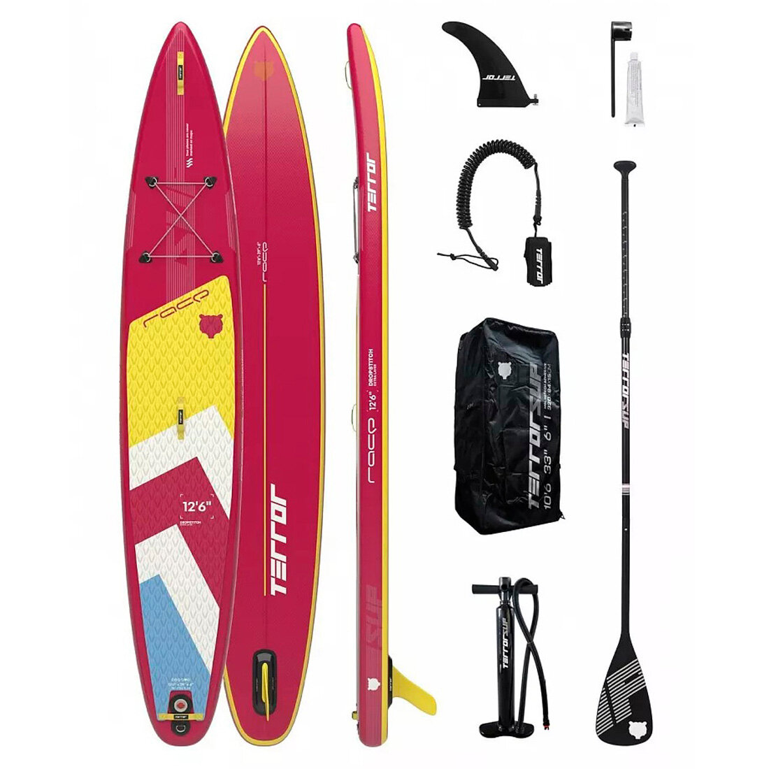 Cап борд надувной двухслойный TERRO SUP Red 12'6 RACE красная / Сапборд, sup board, supboard, sup доска