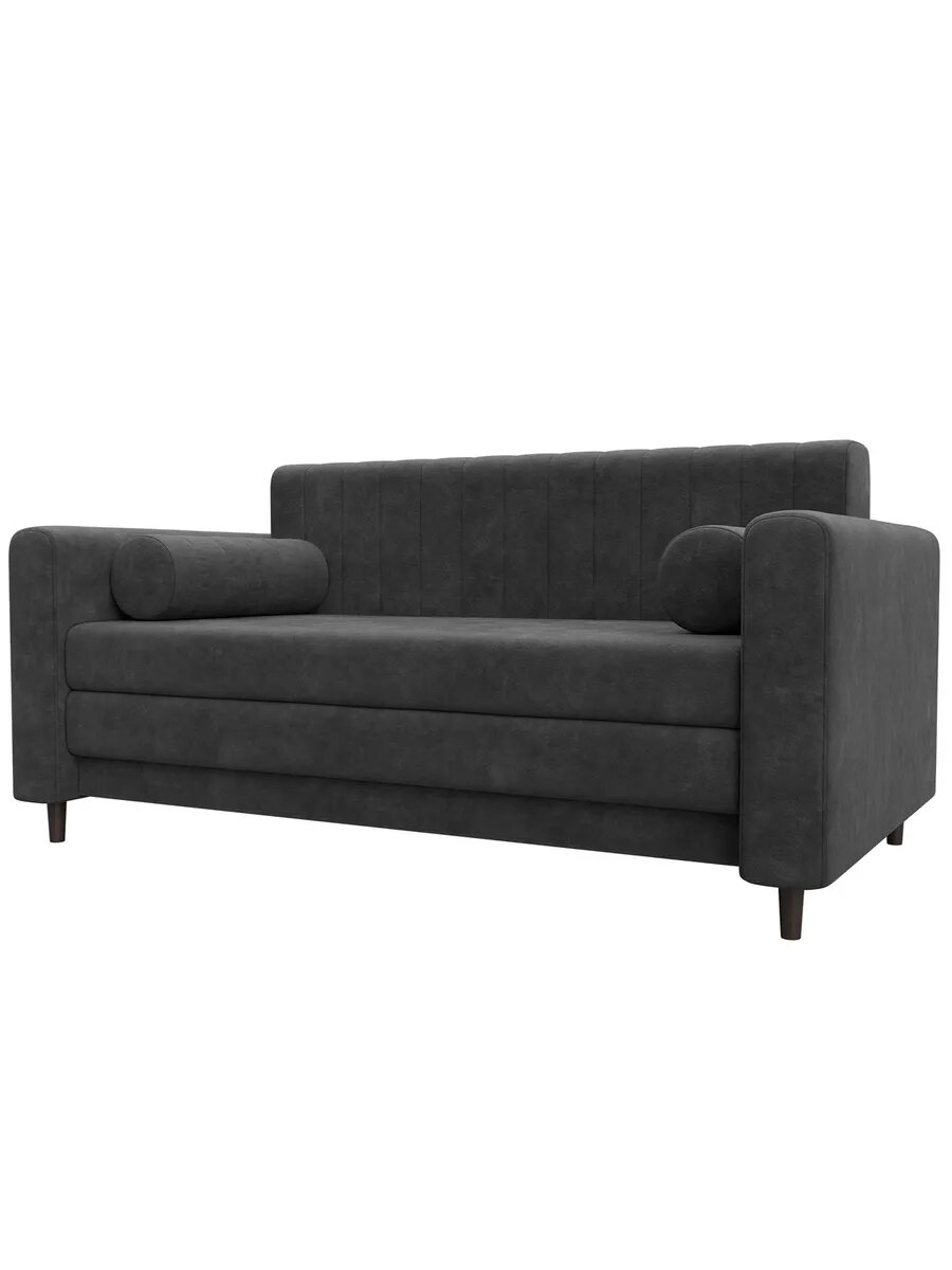 Диван прямой Браун со спальным местом 137х199 см, на ножках, две декоративные подушки, велюр