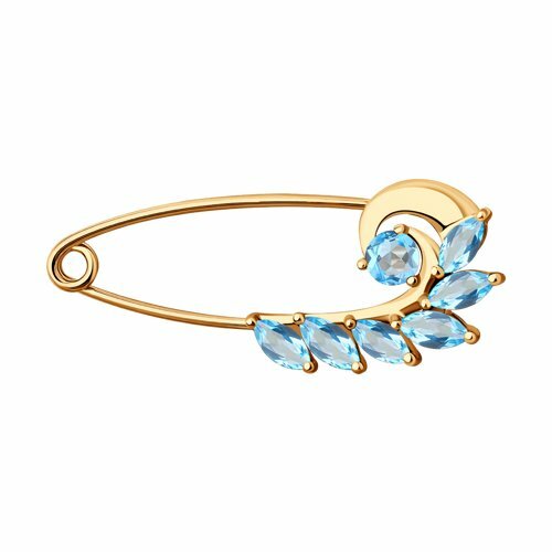 Брошь, золото, 585 проба, топаз