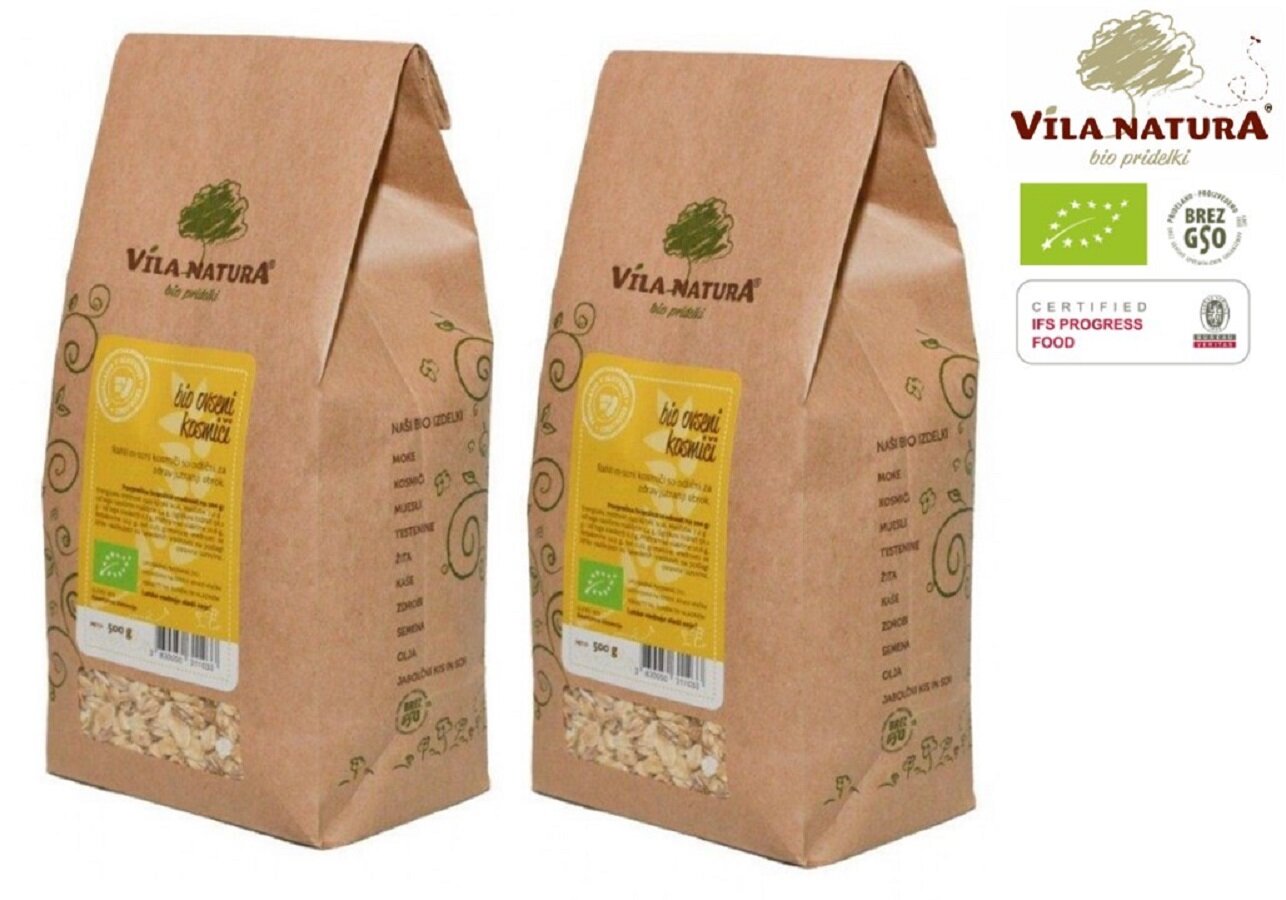 Хлопья овсяные цельнозерновые био Vila Natura Словения 2х500г