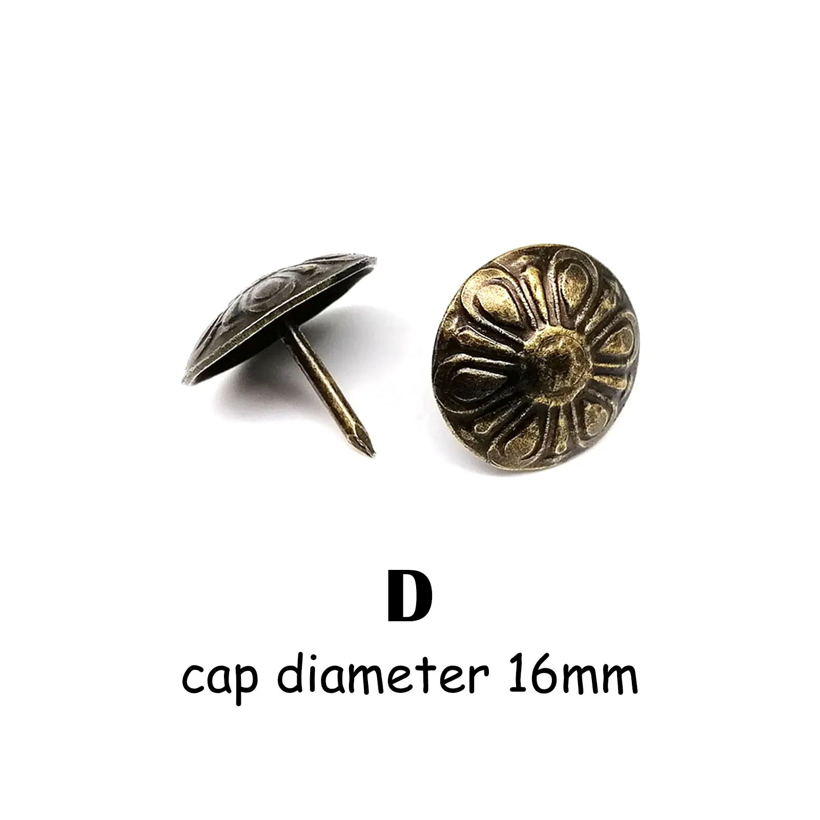 Античные латунные обивочные гвозди HZYUEGOU, набор из 100 штук D cap diameter 16mm