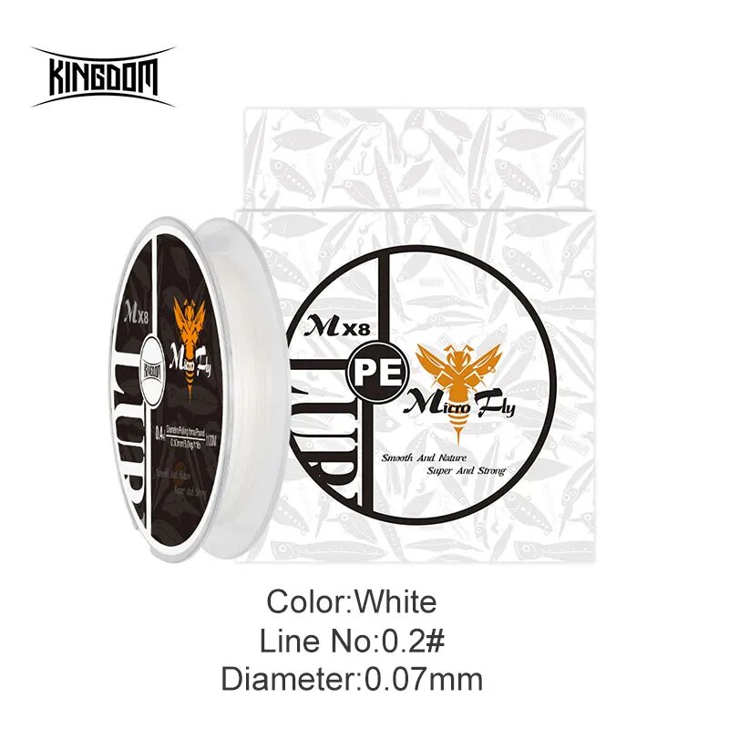 XTS Kingdom Плетеный шнур для рыбалки 0.2# 0.4# 0.6#, 9-12lb 100m, No 0.2 white