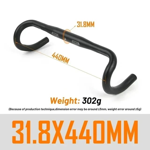 UNO Сверхлегкий руль для дорожного велосипеда, матовый черный/яркое серебро, CR12-BK 31.8x440