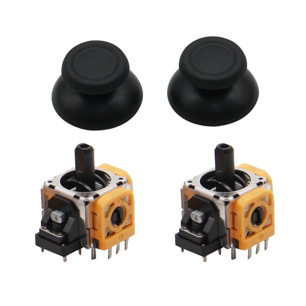 Ремкомплект 3D Analog, для геймпада Dualshock 4, для PlayStation 4, 2 стика и 2 грибка, оранжевый