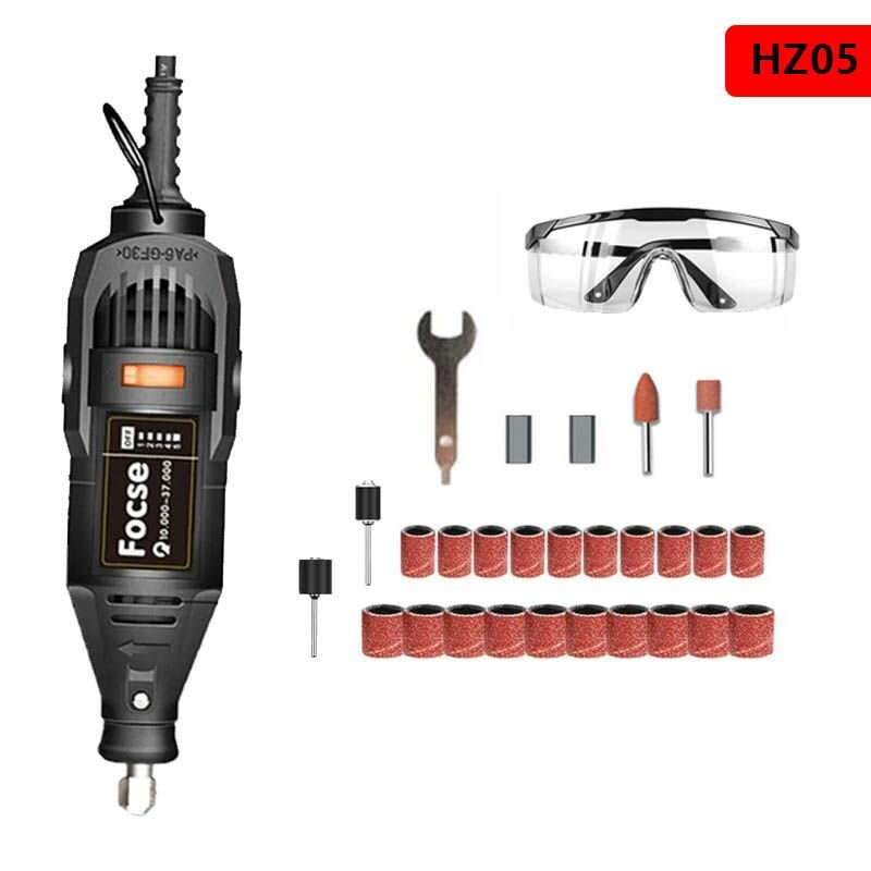 Focse 180 Вт мини дрель дремель гравер электрический с гибкой осью 5 - позиционная переменная скорость+Комплект принадлежностей-HZ05