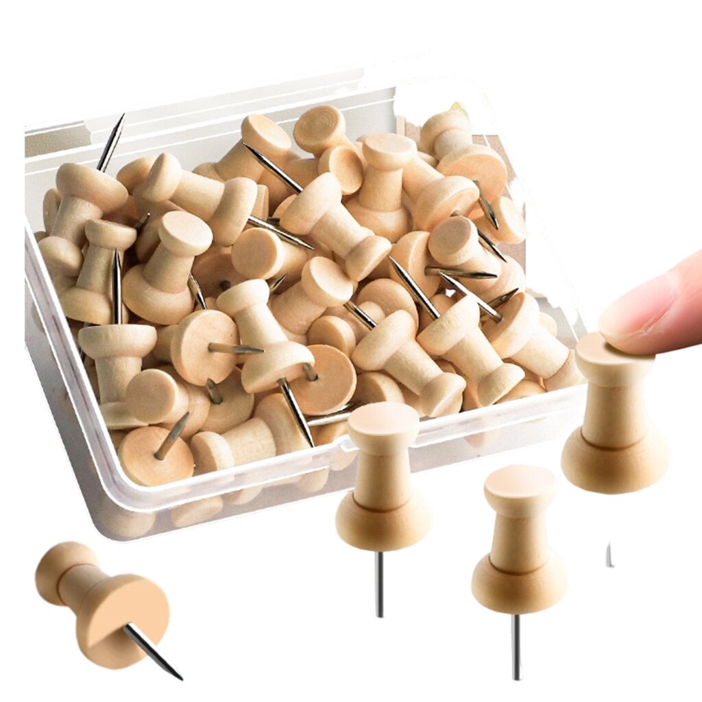 100 штук, деревянные кнопки, войлочная настенная пробковая доска, деревянные кнопки