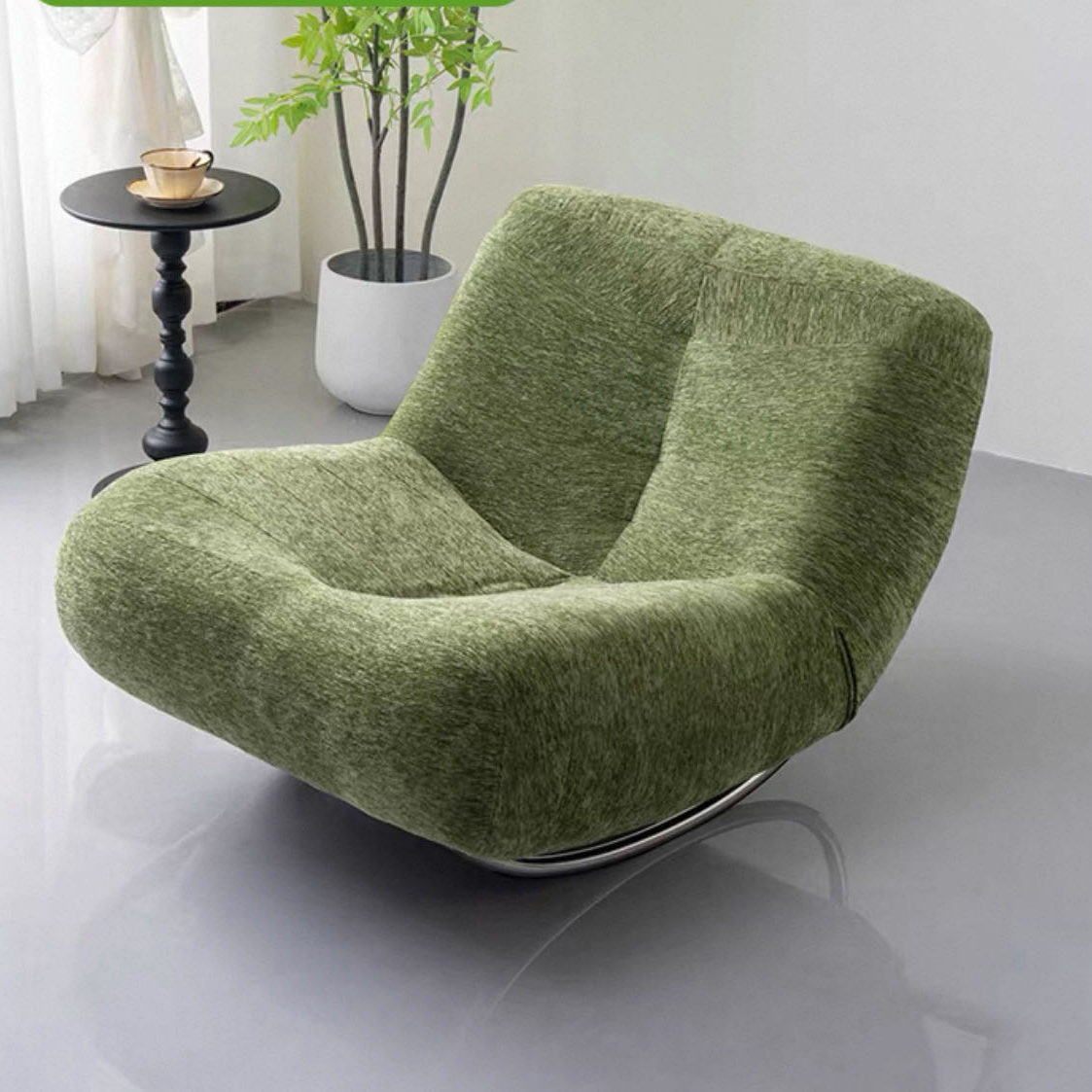 Мягкое кресло-качалка без подлокотников Bairols (текстиль / зеленый)