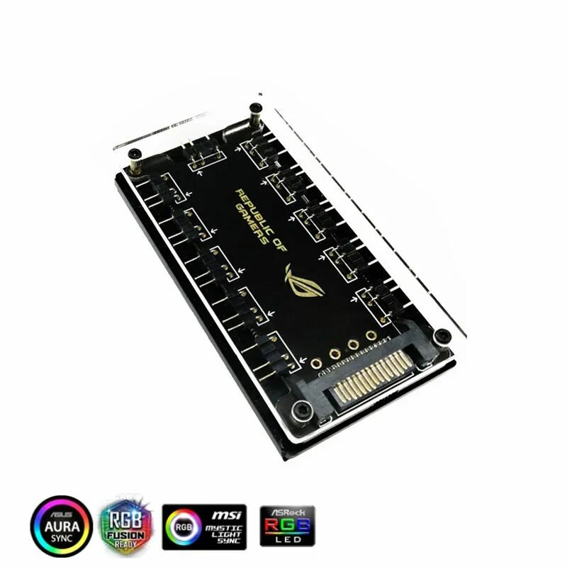 Разветвитель-концентратор ASUS AURA SYNC 5 В 3-контактный RGB 10, удлинительный кабель SATA Power 3-контактный ARGB для MSI ASRock RGB LED с чехлом