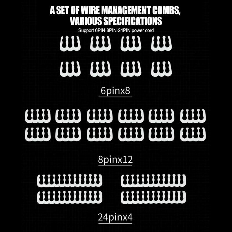 24 шт./комплект удлинительного кабеля блока питания ПК, зажим-гребень, органайзер для кабеля питания ПК 3,0-3,6 мм, 6-контактный/8-контактный/24-контактный кабель для подключения проводки