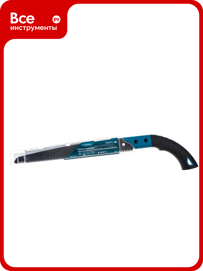 Универсальная пила по дереву Gross Piranha для кемпинга и сада 3D каленый зуб 9-10 TPI 330 мм двухкомпонентная рукоят