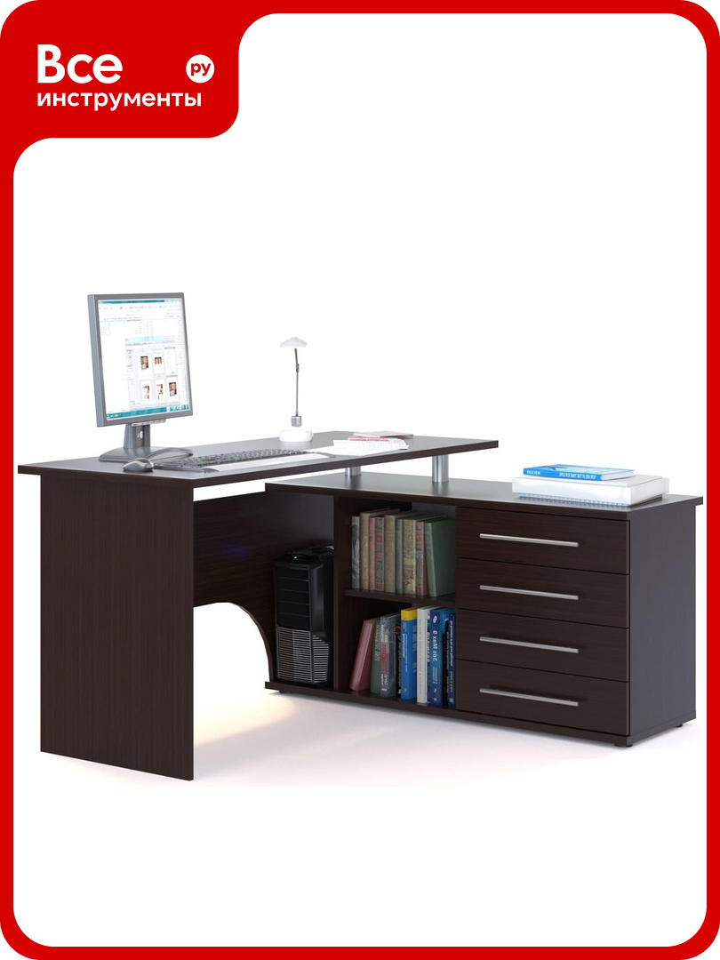 Компьютерный стол сокол правый венге КСТ-109П КСТ109ПВ5, Габариты ящиков (вхшхг)