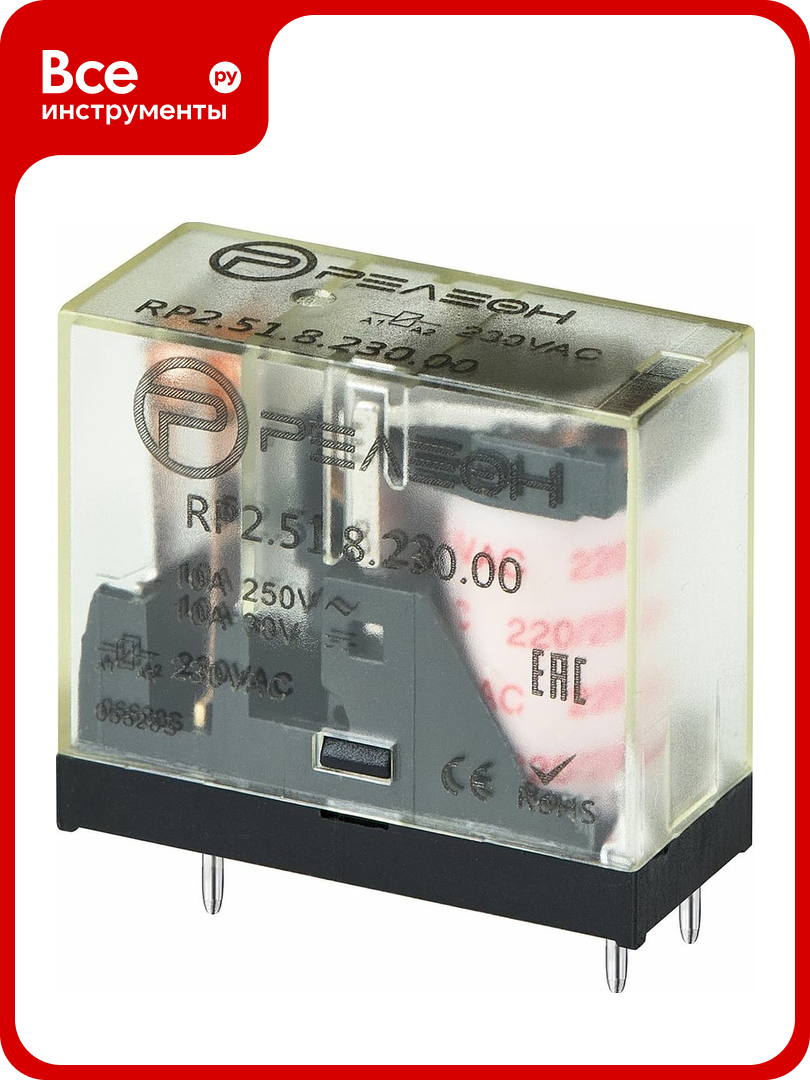 Промежуточное реле релеон 1 перекидной контакта 8А 230В AC RP251823000, контакта