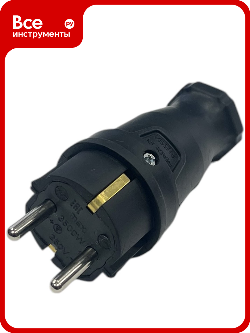 Вилка каучуковая серии iCONNECT 16А IP44 (модель ВК) цвет черный iTOK i-KI-KV-ICONNECT-1PEN-IP44-BLACK, заземлением