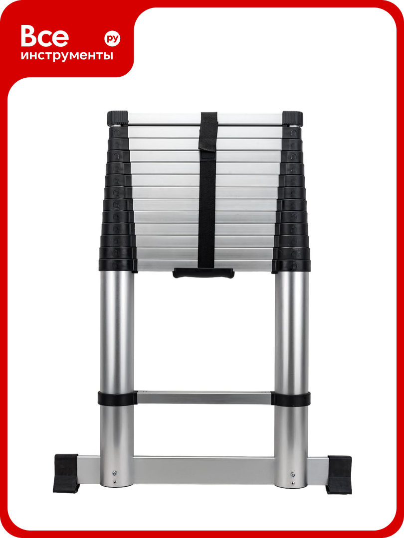 Телескопическая лестница Gigant 4.1 метра с алюминиевой конструкцией, рабочей высотой 5.1 метра и максимальной нагрузкой 150 кг для быта и работ на высоте