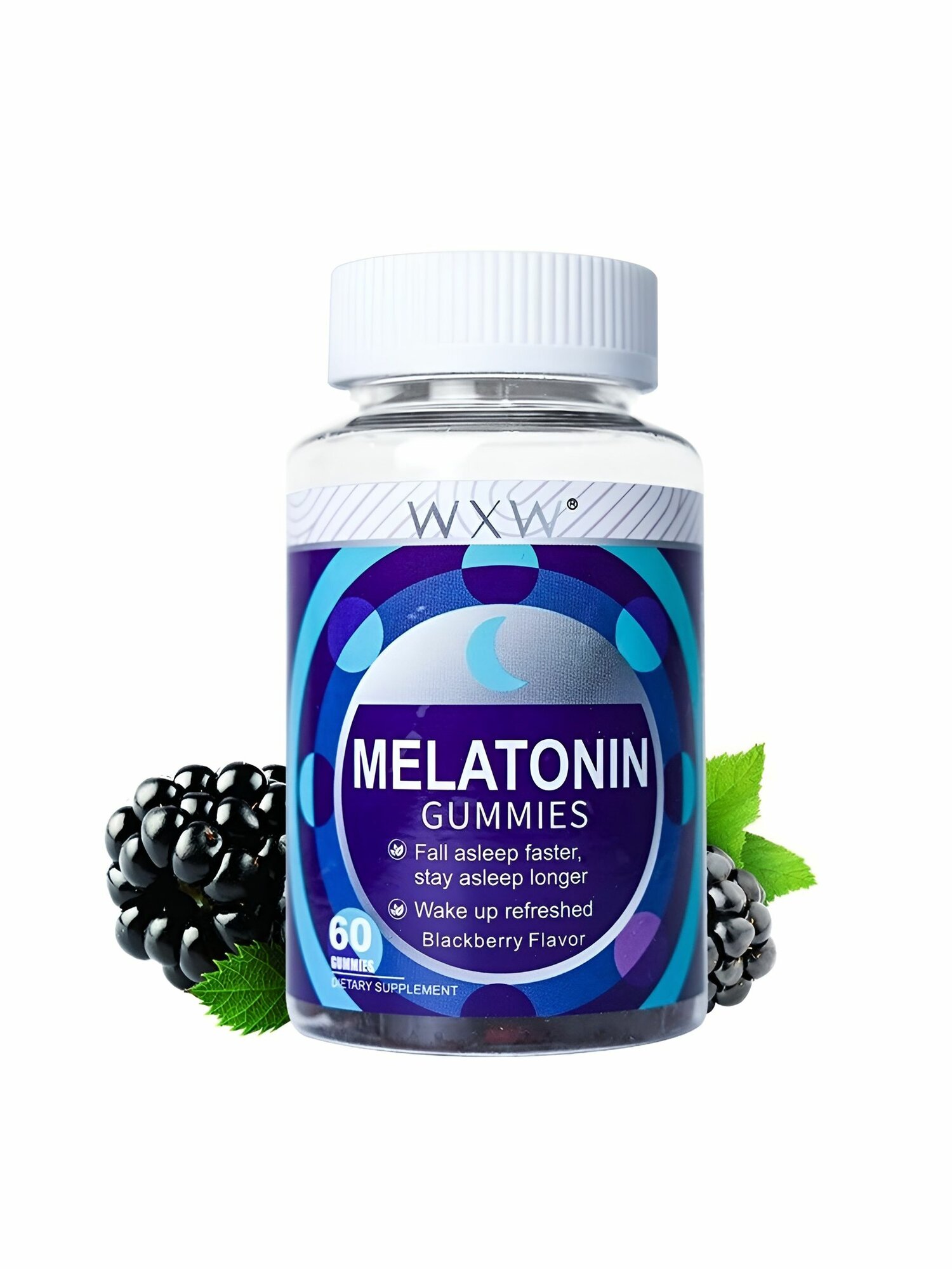 Витамины WXW Stock, для облегчения засыпания, жевательный мармелад, ежевика, 60 шт