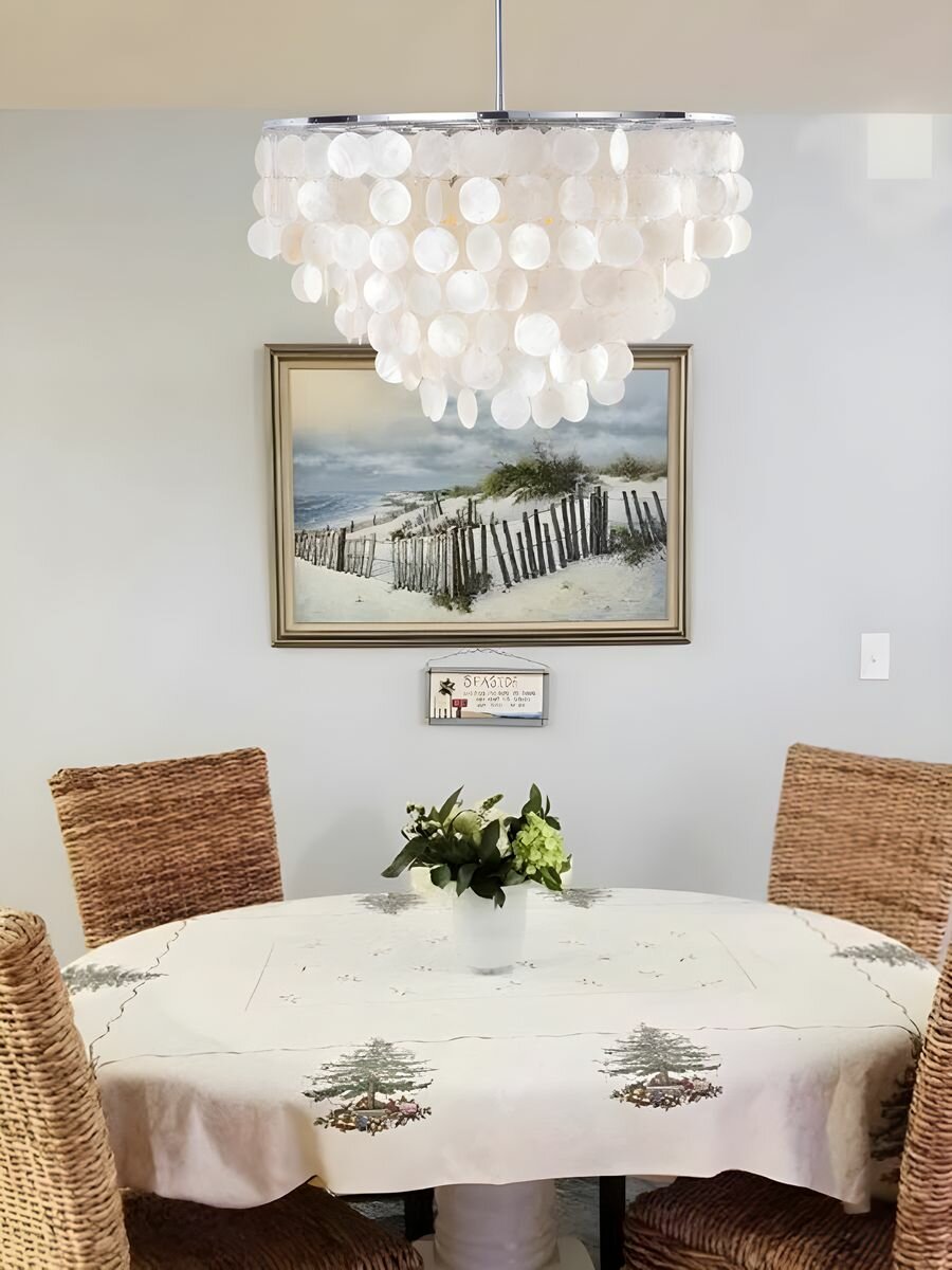 RL Скандинавская роскошная ракушковая люстра подвесная- Идеально для спальни и гостиной. 280MM, E14,15Вт, Серебро