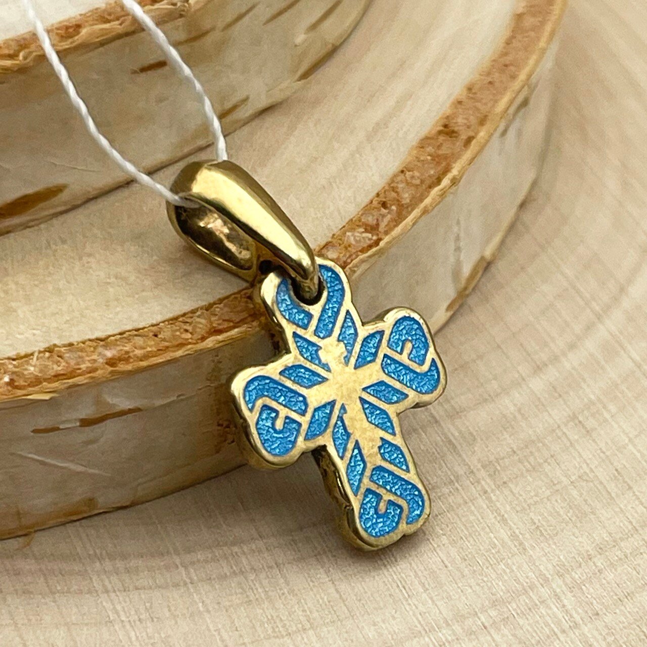 Крестик, серебро, 925 проба, оксидирование, золочение, чернение, эмаль