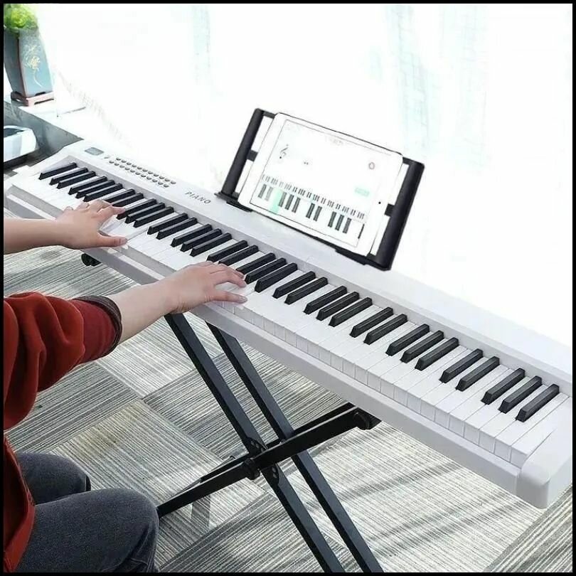 Baiyansong Русское фортепиано, полноразмерный 88 - клавишный синтезатор Bluetooth, белый