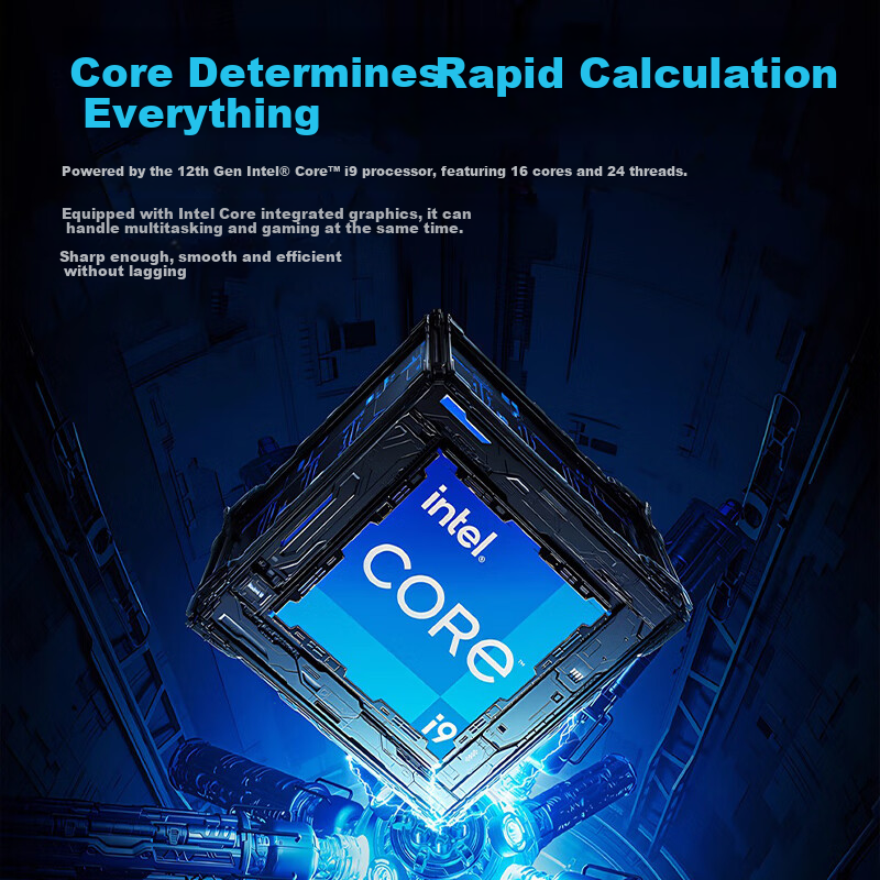 5-colors Fish 12th Gen i9 16-Core Desktop Computer Host Gaming Design Office Commercial Home Assembled Mini Computer Set (12th Gen Core i9-12900HX 16G 512G)