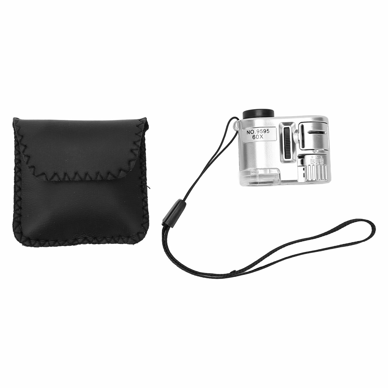 60x Mini Pocket Microscope Magnifier со светодиодной светодиодной лампой, обнаружающей ультрафиолетовую валюту, за деньги ювелирные изделия