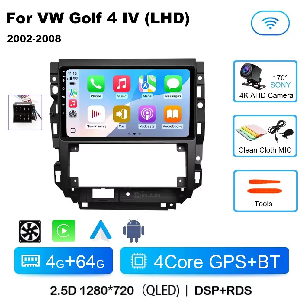 Автомагнитола Android 15 для Volkswagen VW Golf IV Jetta MK4 с 4G WiFi, классический 4G 64G CAM