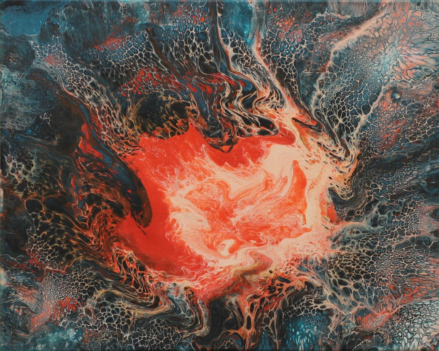 Картина интерьерная Fluid Art (холст, акрил). "Медуза".