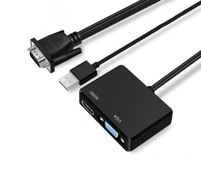 Линейный преобразователь-адаптер MyPads VGA в HDMI+VGA с аудио интерфейсом питания для дисплей ТВ-проектора
