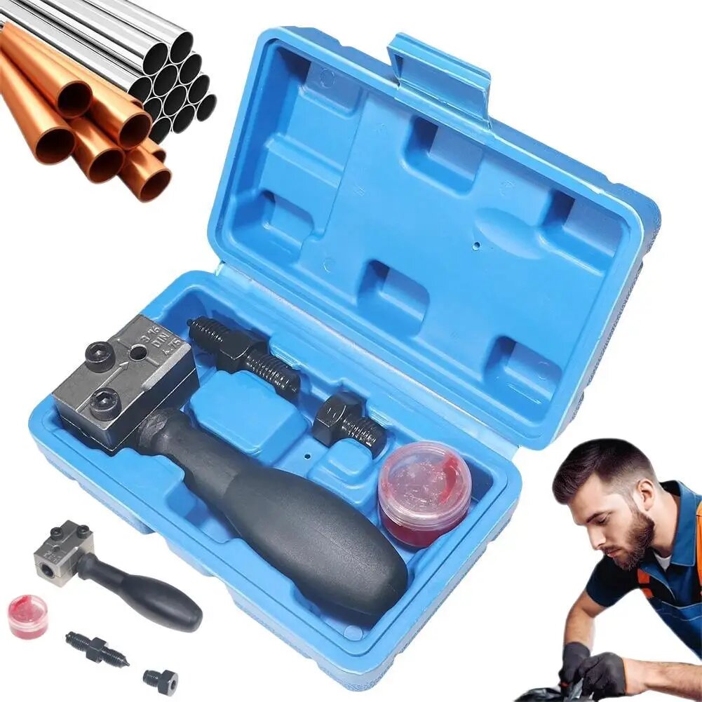 Универсальный набор инструментов для развальцовки автомобильных тормозных трубок, 3/16 дюйма, 45 градусов, двойной развальцовочный инструмент для ремонта топливопровода автомобиля