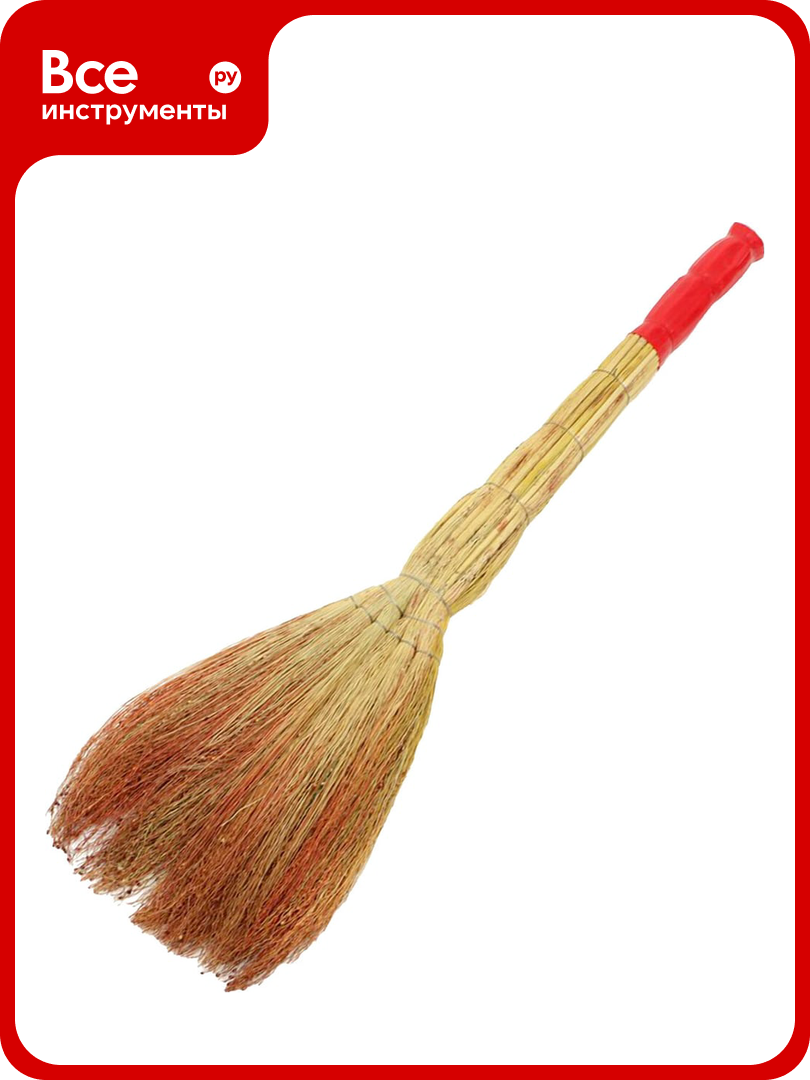 Веник сорго 6-ти лучевой любаша утяжка проволокой, Люкс, ручка в пленке, длина 85 см 609580, стальной, серый, 39 см