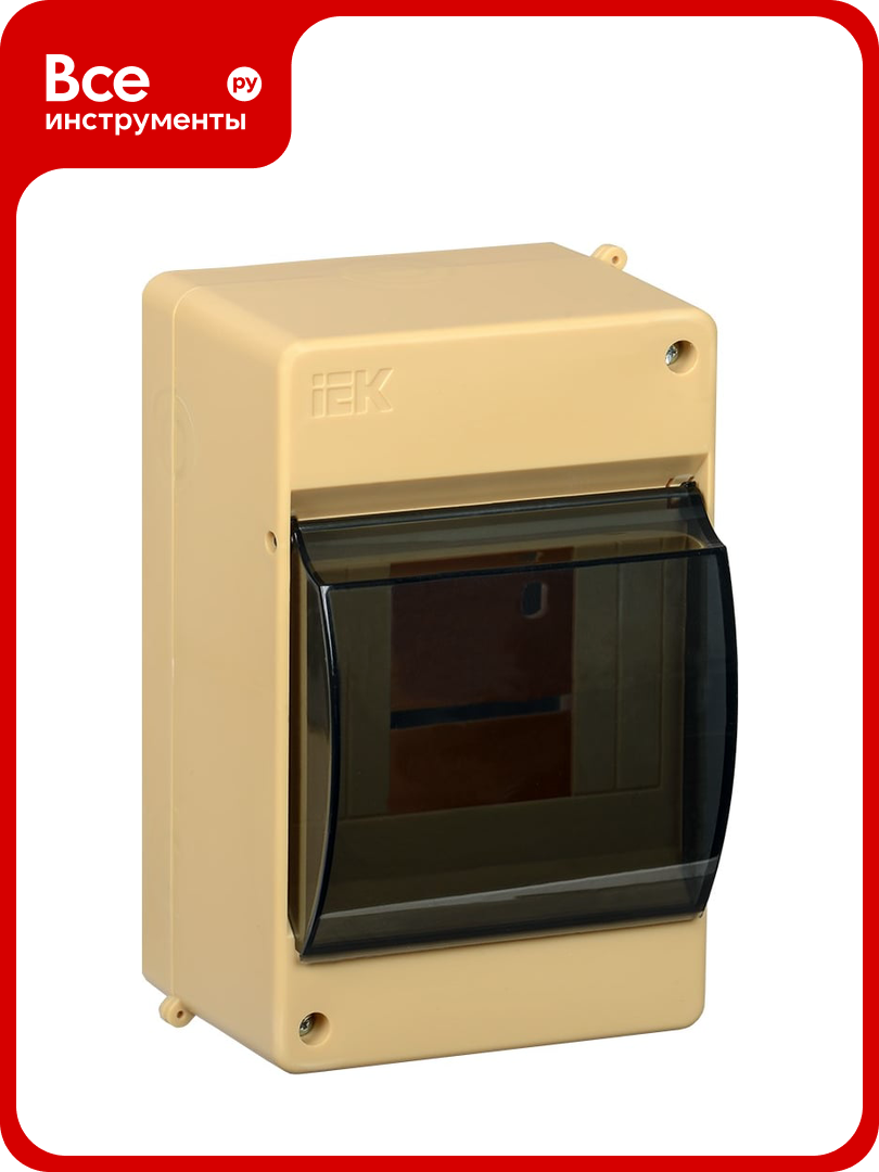Бокс IEK с прозрачной крышкой КМПн 2/4 для 4-х автоматических выключателей Сосна MKP42-N-04-30-12-S, пластик