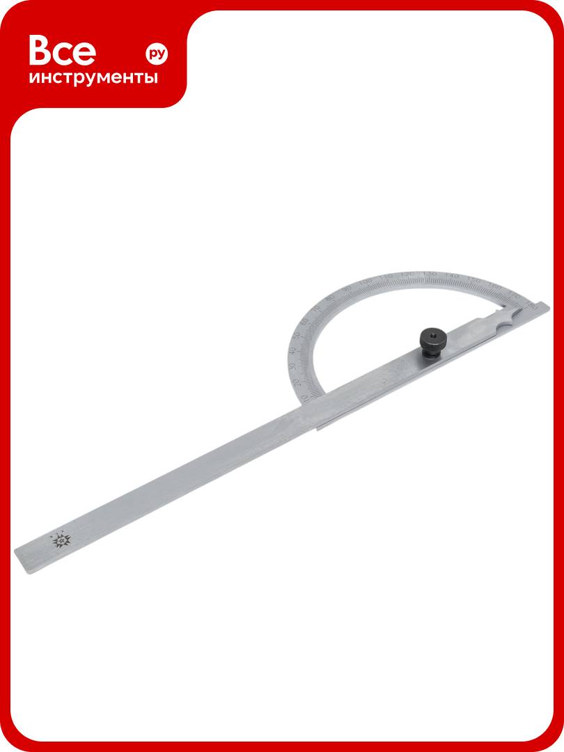 Угломер-транспортир TLX d 200 линейка L300, цена деления 1град. 66702, для измерения построения углов, металлический