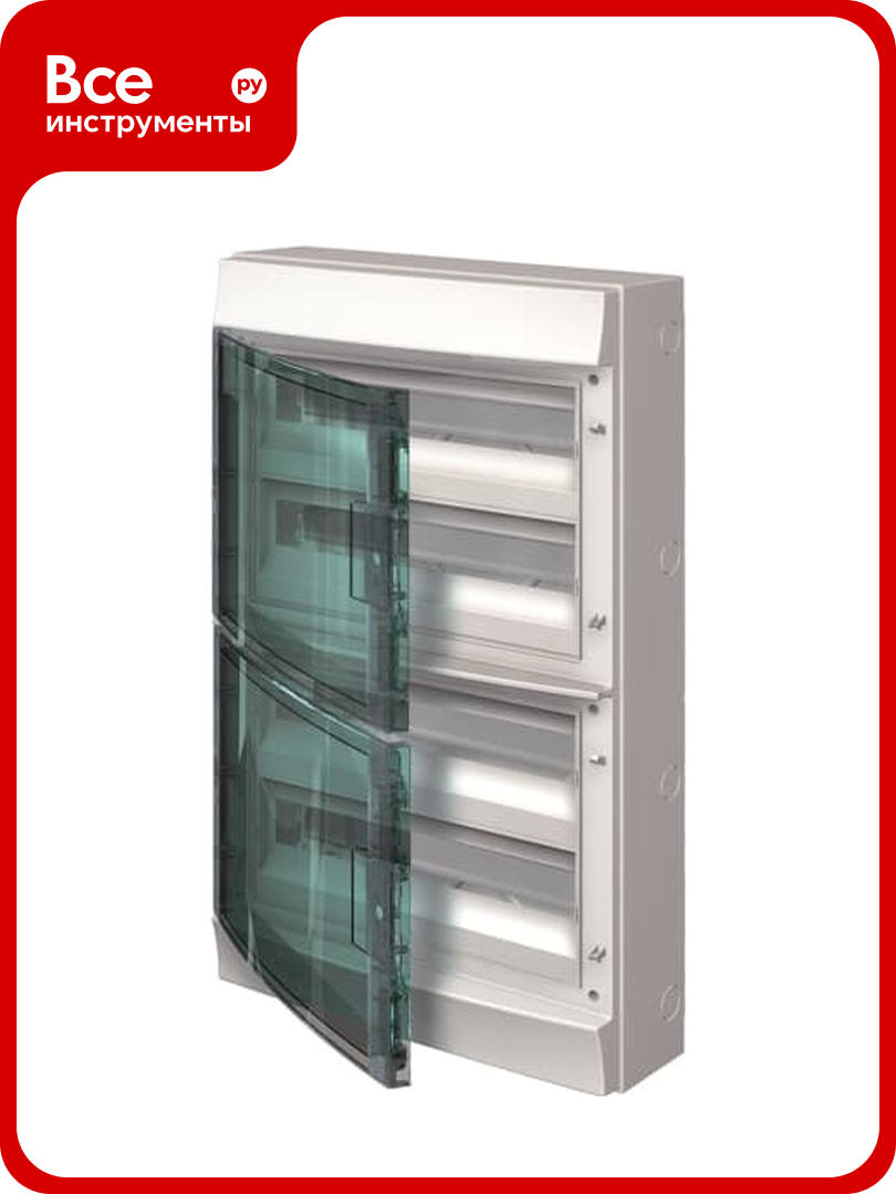 Настенный бокс ABB 72М прозрачная дверь Mistral65 с клемм серый 1SLM006501A1209