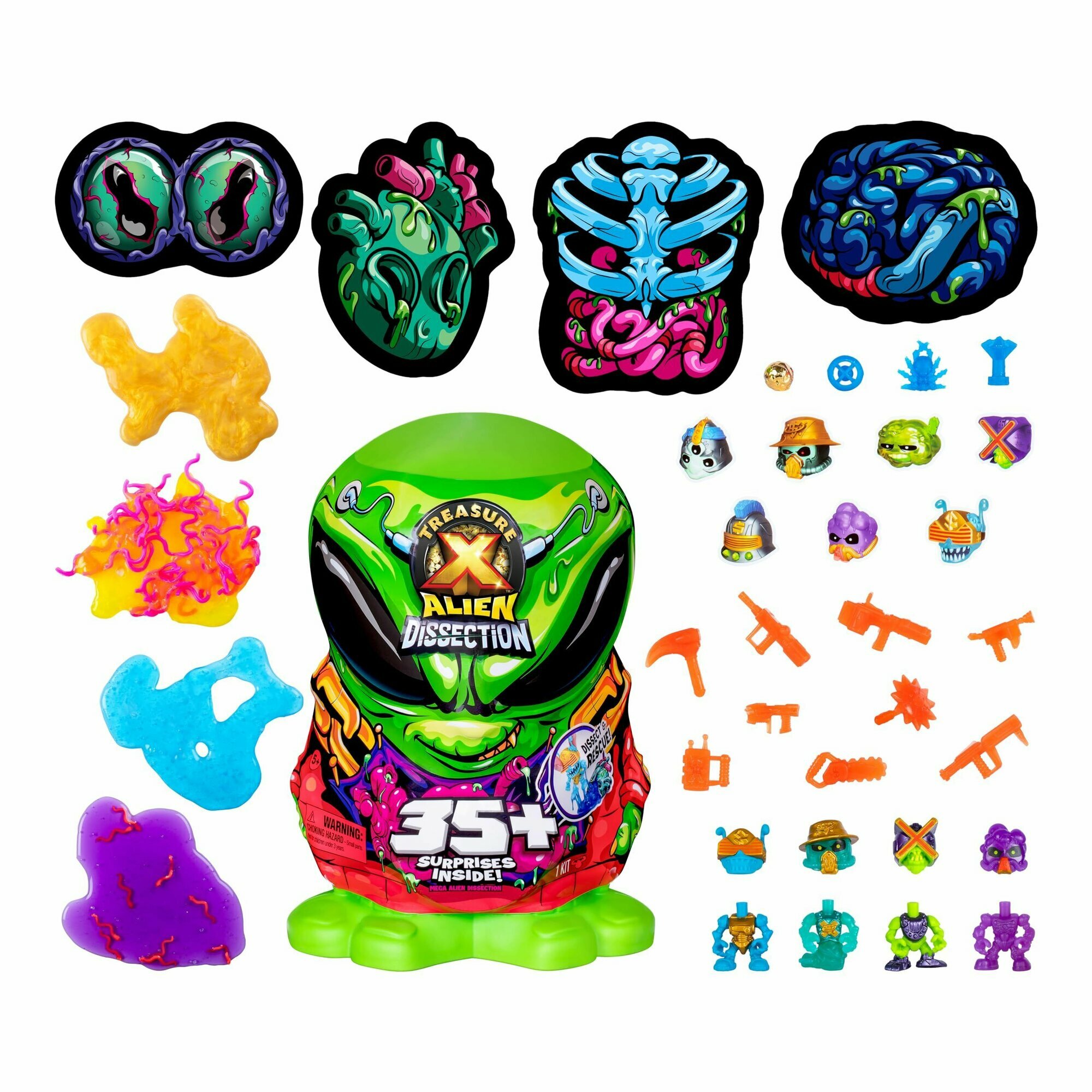Вскрытие TREASURE X Mega Alien с 35 сюрпризами внутри Препарируйте 12-дюймового инопланетянина