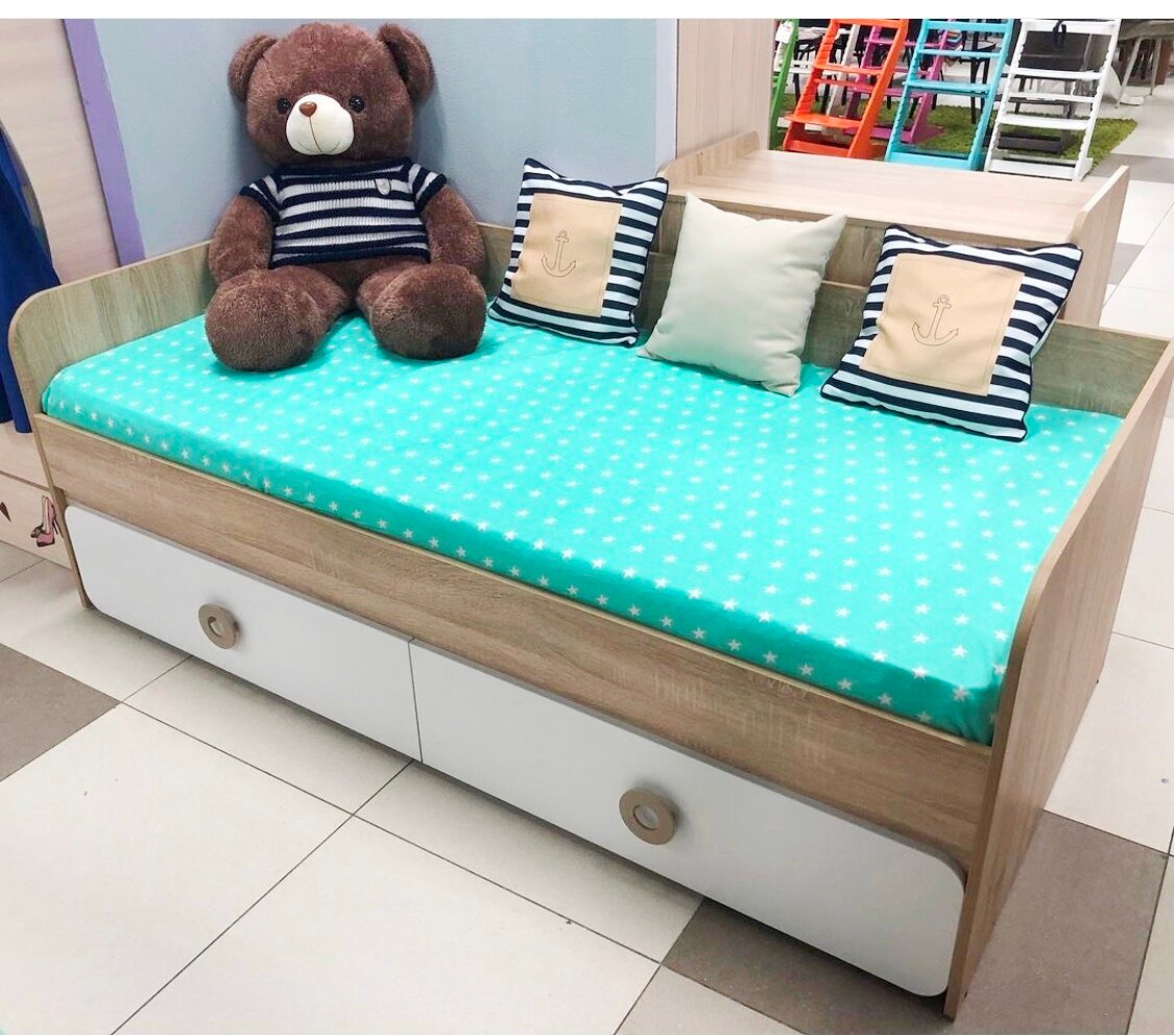 Кровать 190х90 коллекции Юниор 6.1 (дуб сонома+белый)