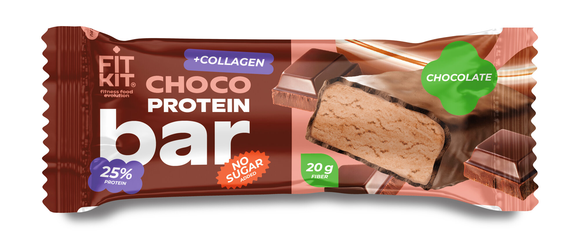 Батончик протеиновый в глазури "Шоколадный". Fit Kit. 0,06кг.