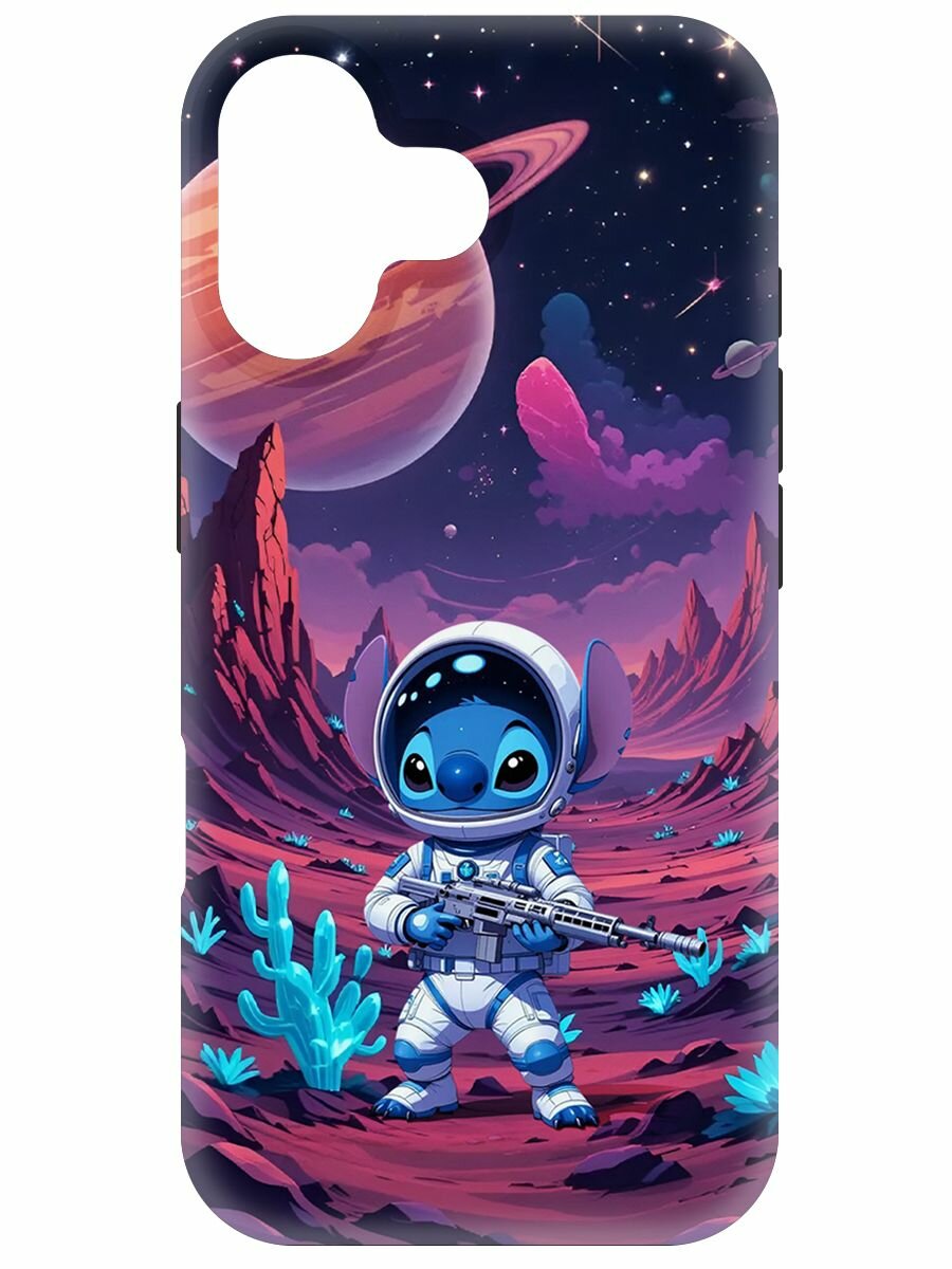 Чехол-накладка Krutoff Soft Case Стич косморейнджер для iPhone 16 черный