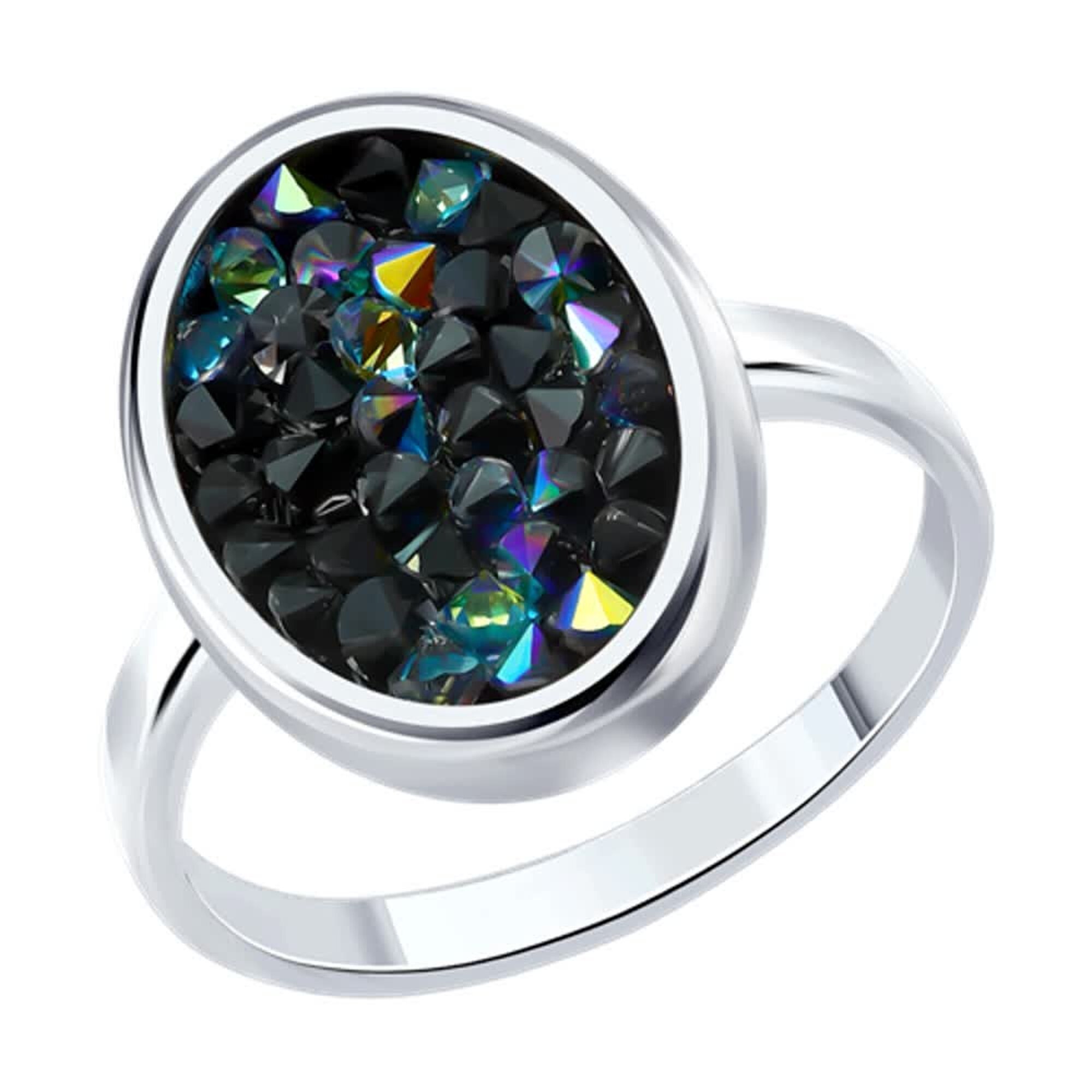 Кольцо, серебро, 925 проба, родирование, кристалл