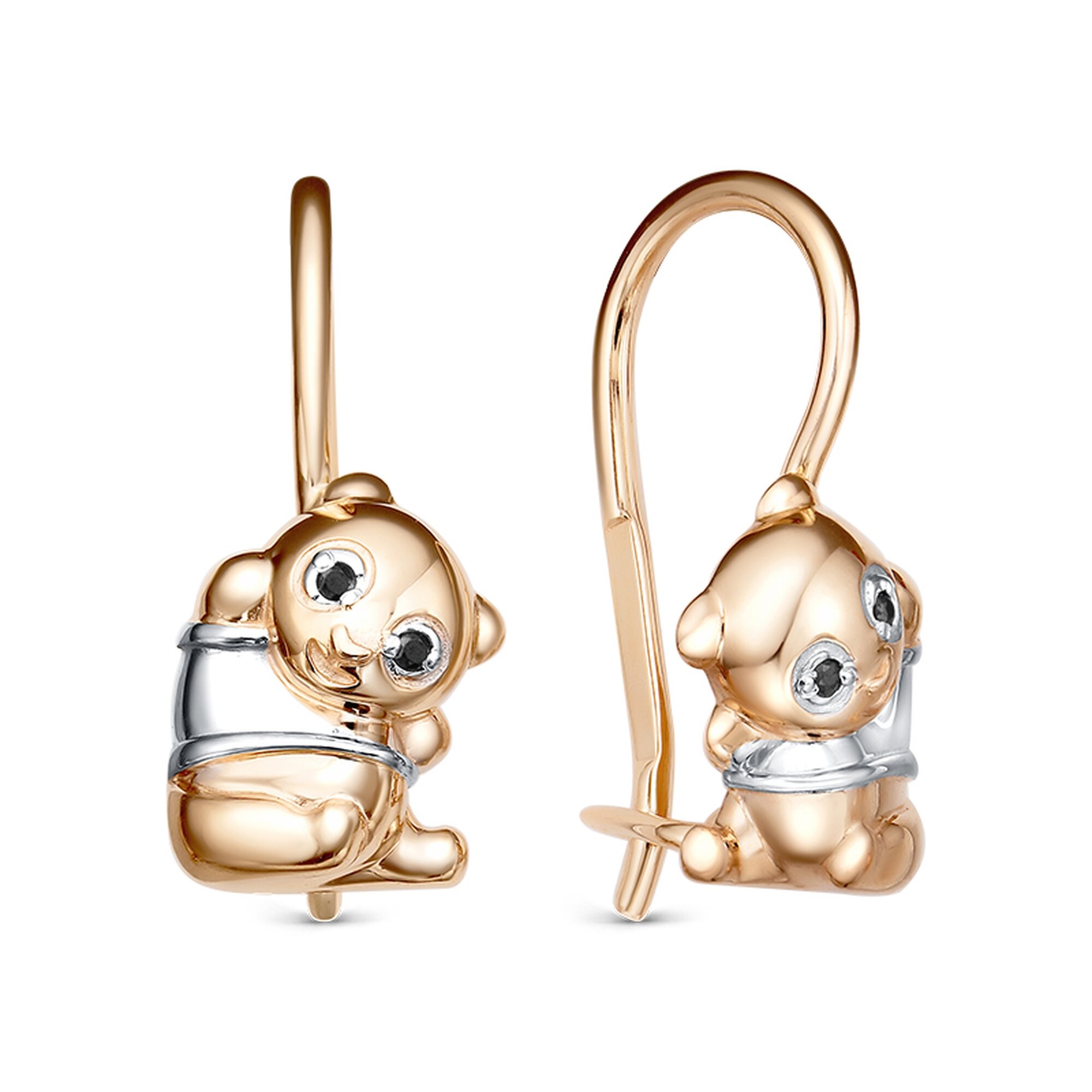 Серьги, красное золото, 585 проба, фианит