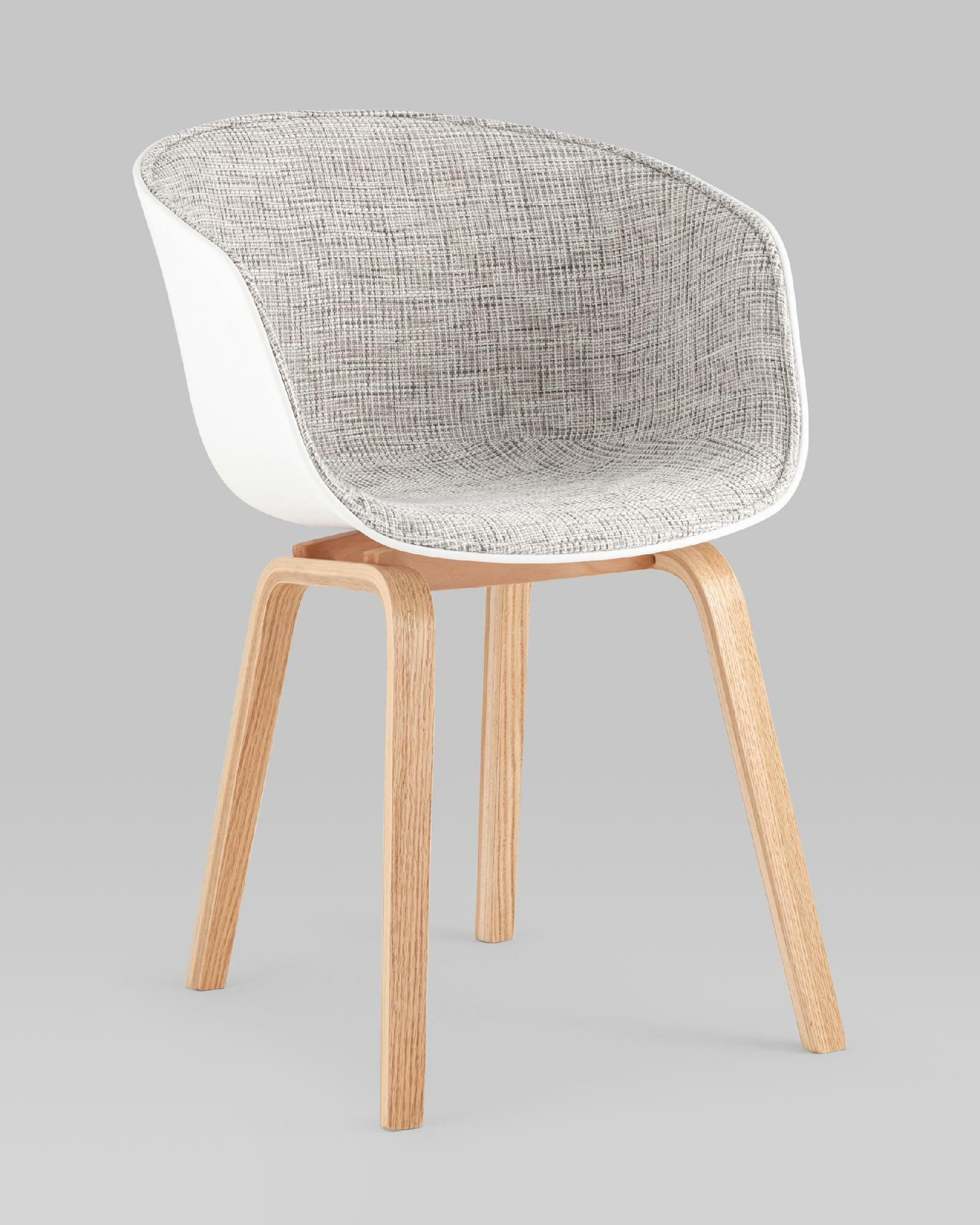 Кресло Libra Soft STOOL GROUP серый, ткань, дерево, мягкое сиденье, с подлокотниками — фото 1