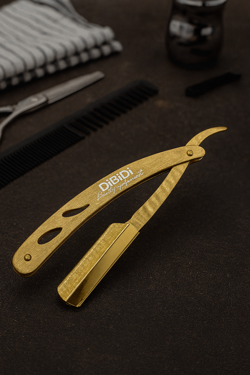 Опасная бритва шаветка для бритья DiBiDi 3028 золотая, нержавеющая сталь