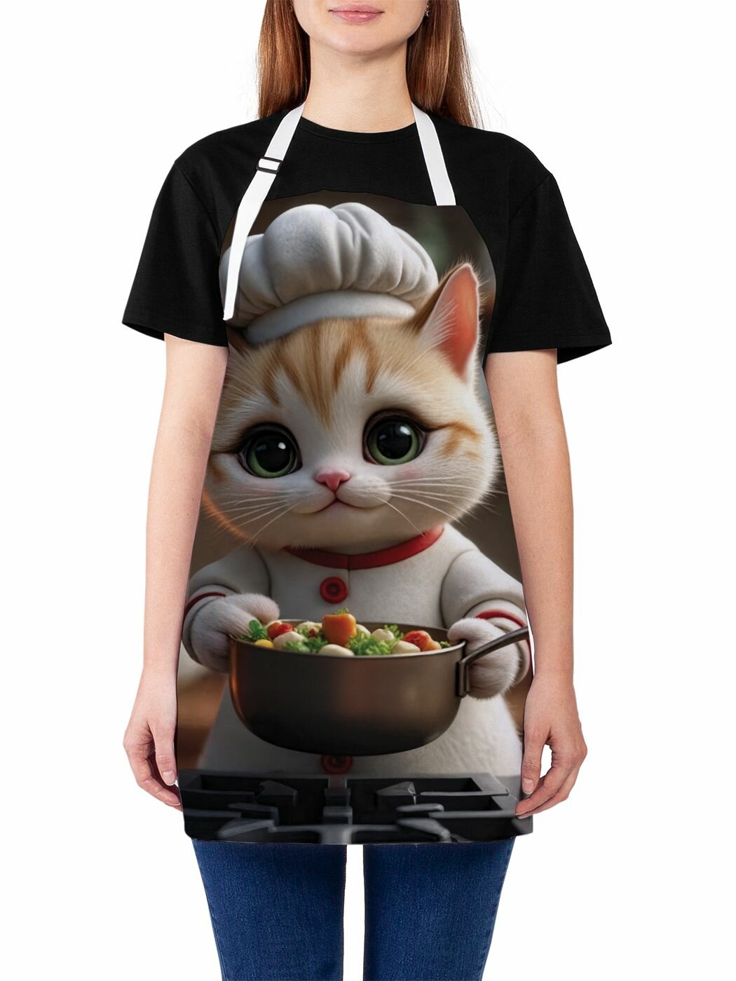 Фартук для кухни тканевый "Милый повар" / водоотталкивающий, универсальный размер , JoyArty