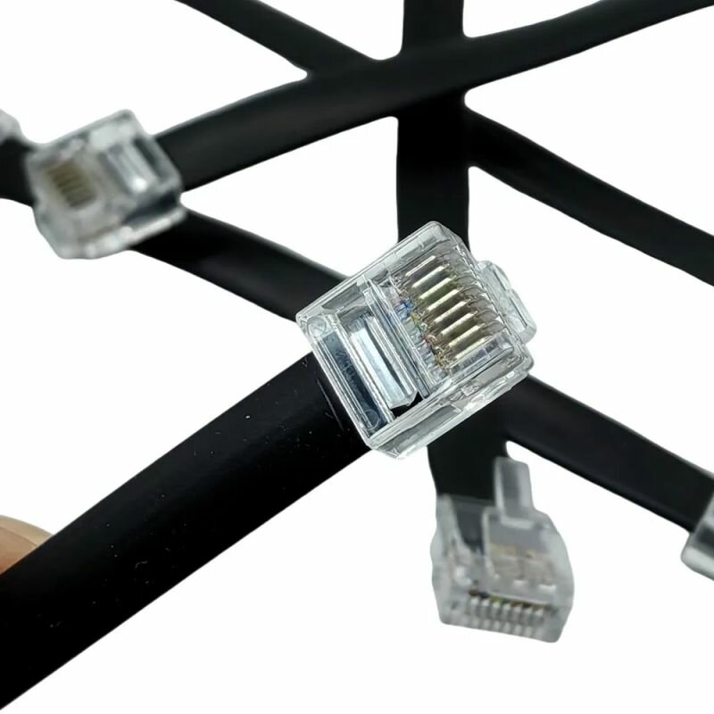 Кабель 8P8C плоский сетевой кабель UTP Ethernet RJ45 патч-корд LAN черный/серый цвет