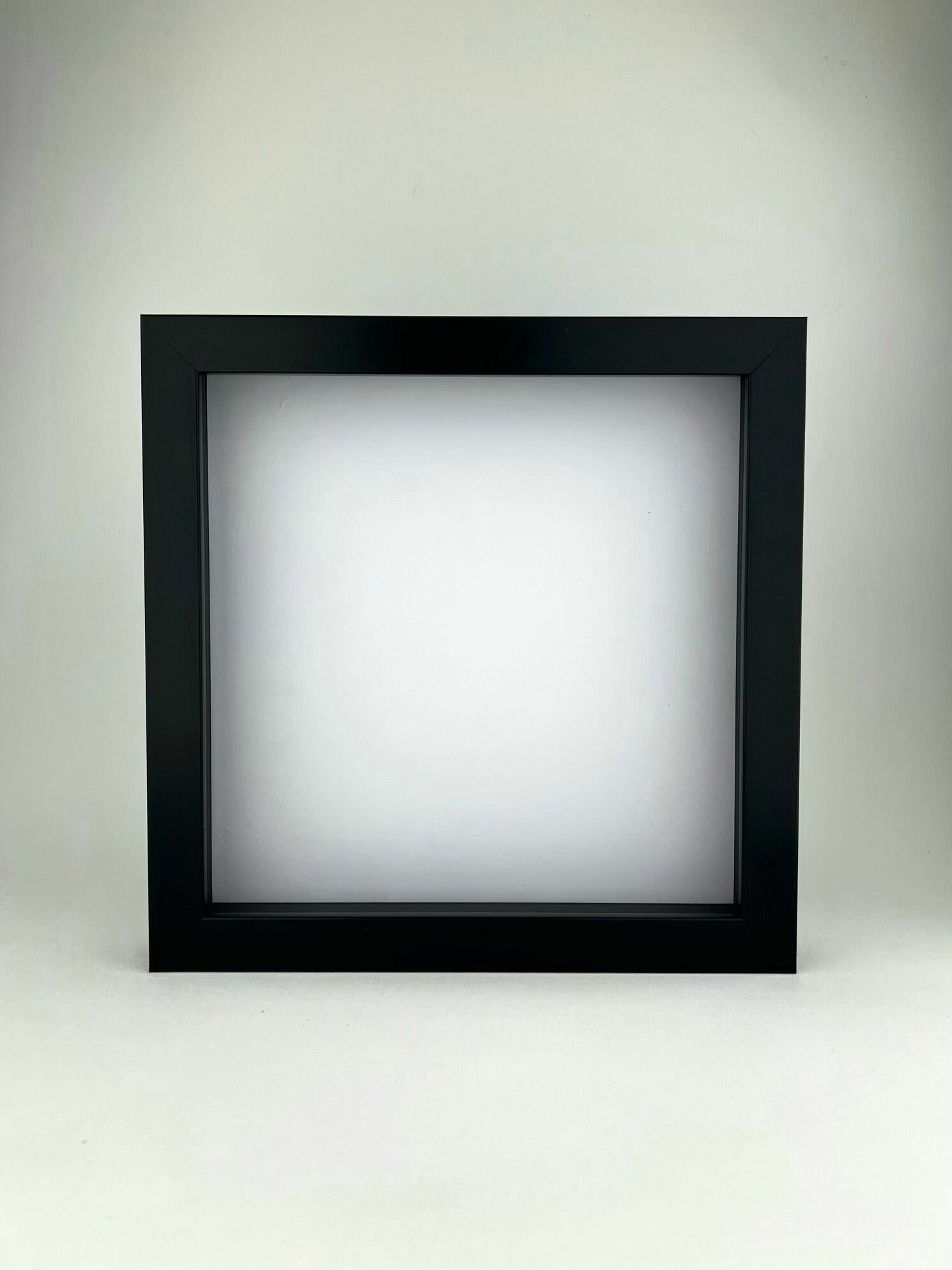 Глубокая рамка Привет Багет/Квадратная чёрная рамка 25*25 со стеклом