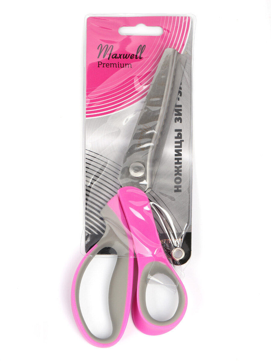 Ножницы ЗИГ-ЗАГ MAXWELL 233мм, двуцветные ручки Soft touch S331492