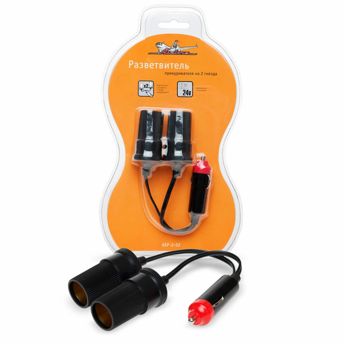 Прикуриватель-Разветвитель На 2 Гнезда(Airline Asp-2-02)