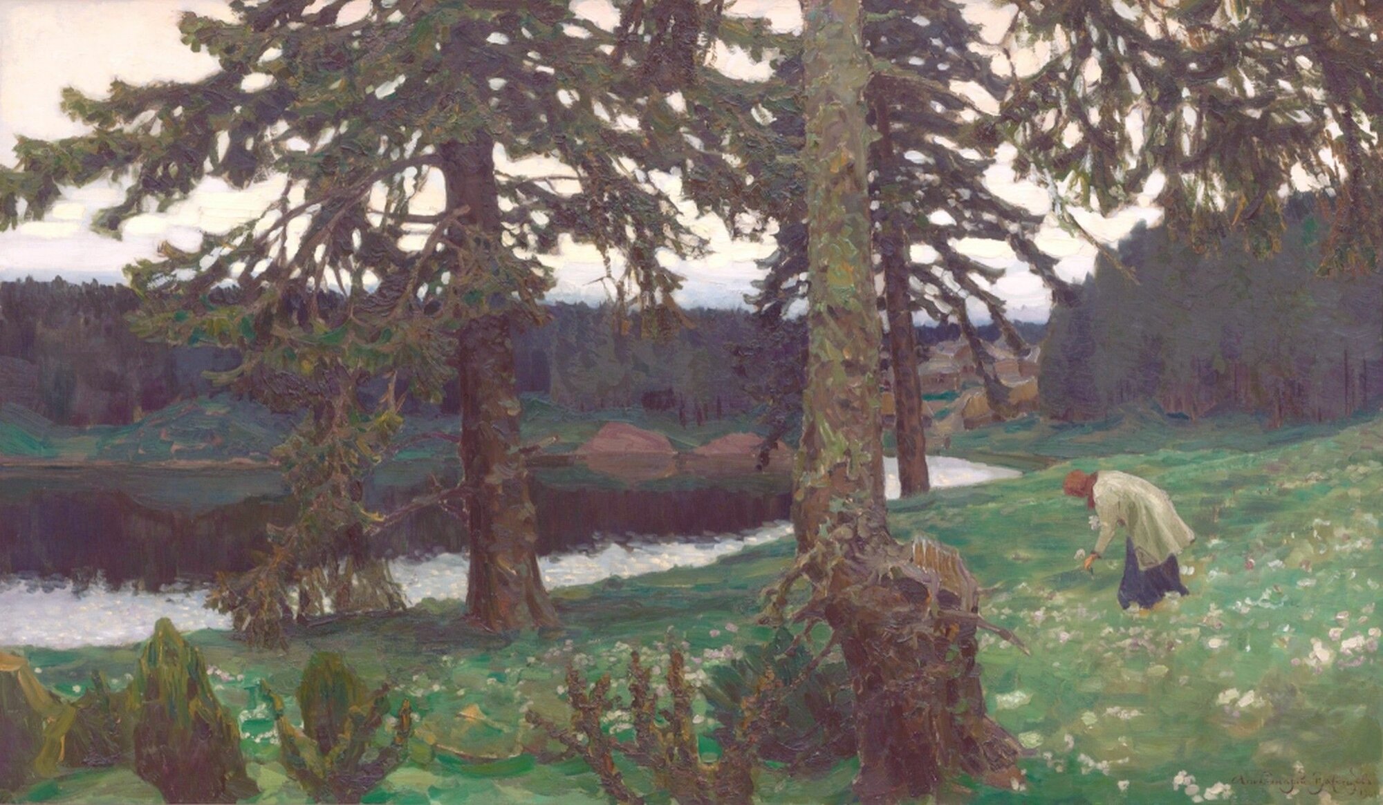 Картина Васнецова Аполлинария Озеро 80х46 см