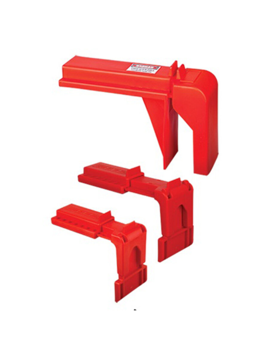 Блокиратор шарового вентиля большой, полипропилен, для труб диаметром 73–215 мм, рукоять 42 мм, 200×330×65 мм