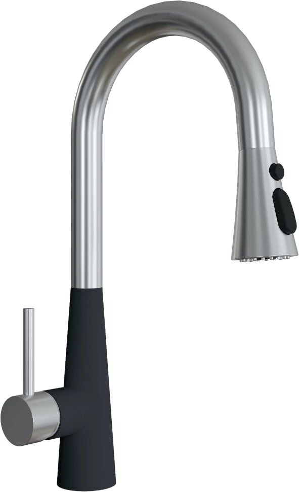 Смеситель для кухни Florentina Вита Про 313.29Н.1223.302 с выдвижным изливом, нержавеющая сталь/антрацит