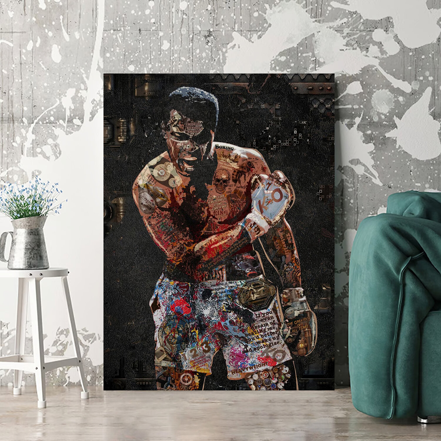 Картина интерьерная - "Мухаммед Али, бокс", 60х80 см.